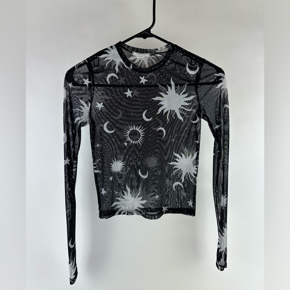 Full Tilt | Tops | Full Tilt Moon Print Mesh Top | Poshmark